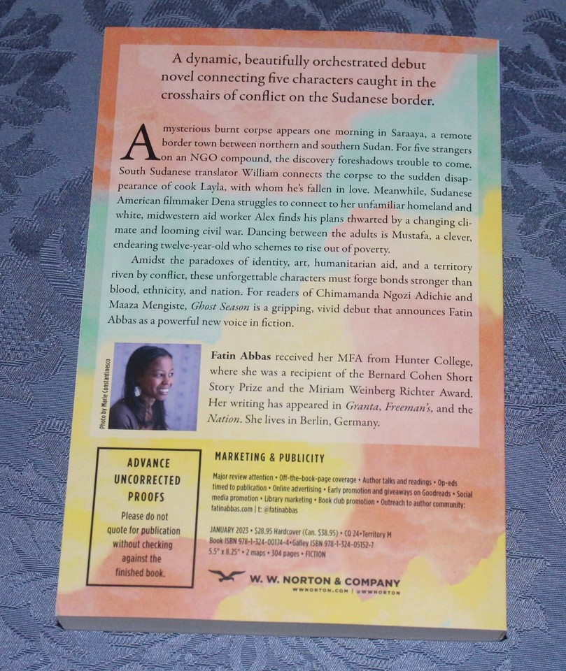 Advance Reader Copy Ghost Season Novel Fatin Abbas Women's War Fiction ...