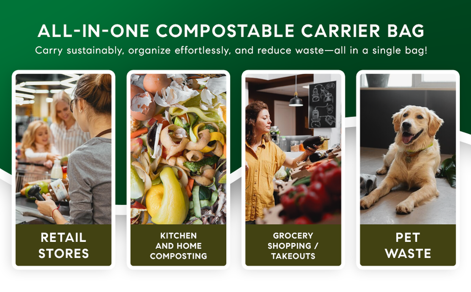 500 Bags Compostable and Biodegradable Food Waste Bags with Tie Handle ...