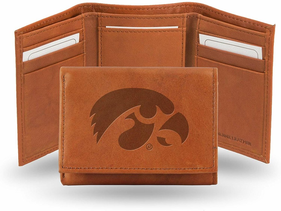 Iowa Hawkeyes NCAA Embossed Leather Trifold Wallet Deal Shop Local Ship ...