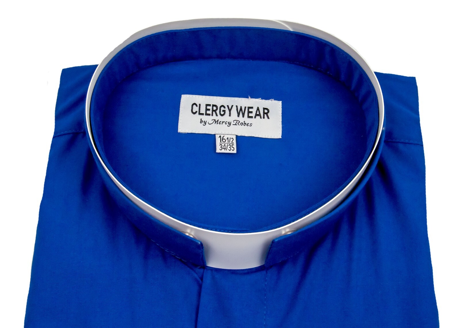 Men's Royal Blue Clergy Shirt, Tonsure Collar 01, Long Sleeves ...