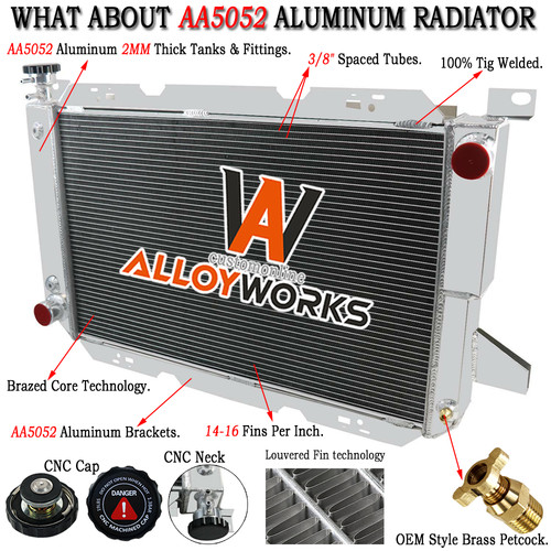 For Ford F100 F150 F250 F350 Bronco Pickup V8 1985-1997 Aluminum 3 Core ...