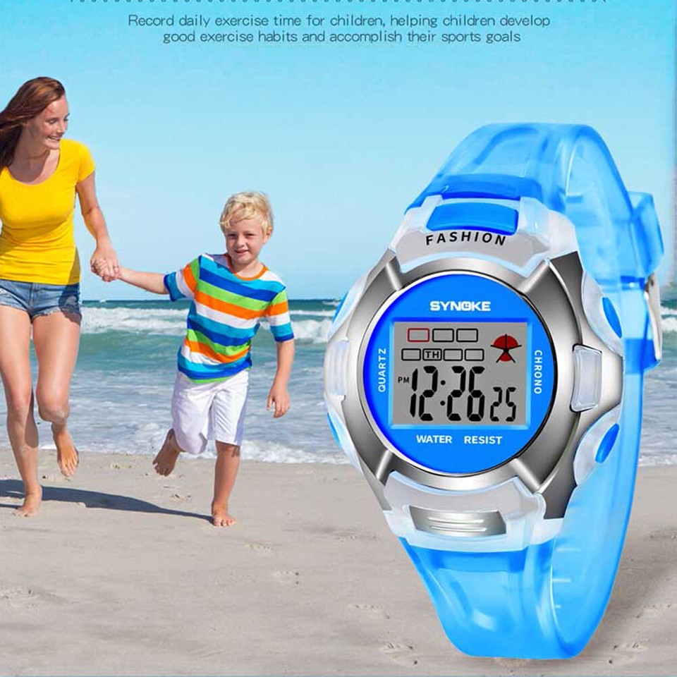 Waterproof Digital Sport WristWatch Girls Boys Alarm Date Children Kids ...