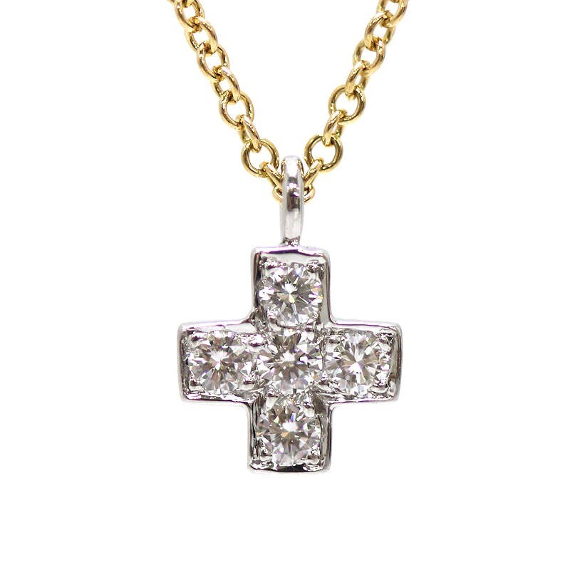 Tiffany & Co. Cruciform Cross Diamond Necklace 18K Ye… - Gem