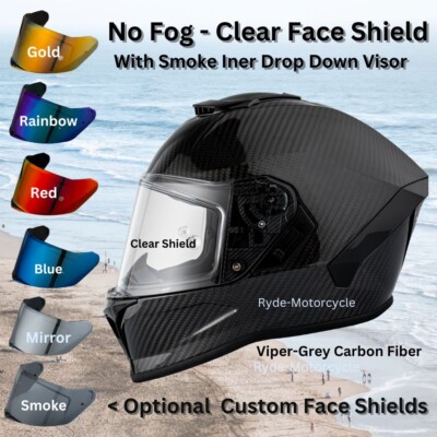 Daytona Viper Carbon Fiber Helmet No Fog Clear Shield -Optional 6 ...