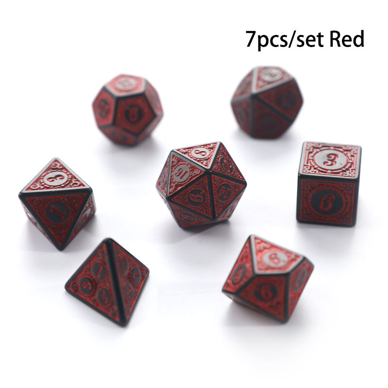 Polyhedral 7-Die Carved Pattern Dice Set D4 D6 D8 D10 D% D12 D20 For ...
