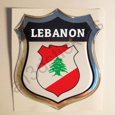 Sticker Lebanon Emblem Coat of Arms Shield 3D Resin Domed Gel Vinyl ...