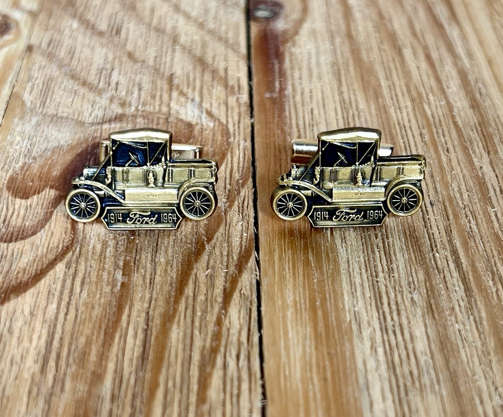 Ford Model T 50th Anniversary Goldtone Cufflinks 1914… - Gem