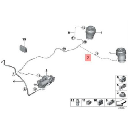 2014-2018 BMW X5 F15 F85 M Rear Left Air Spring Pipe Line | 37206850557 ...