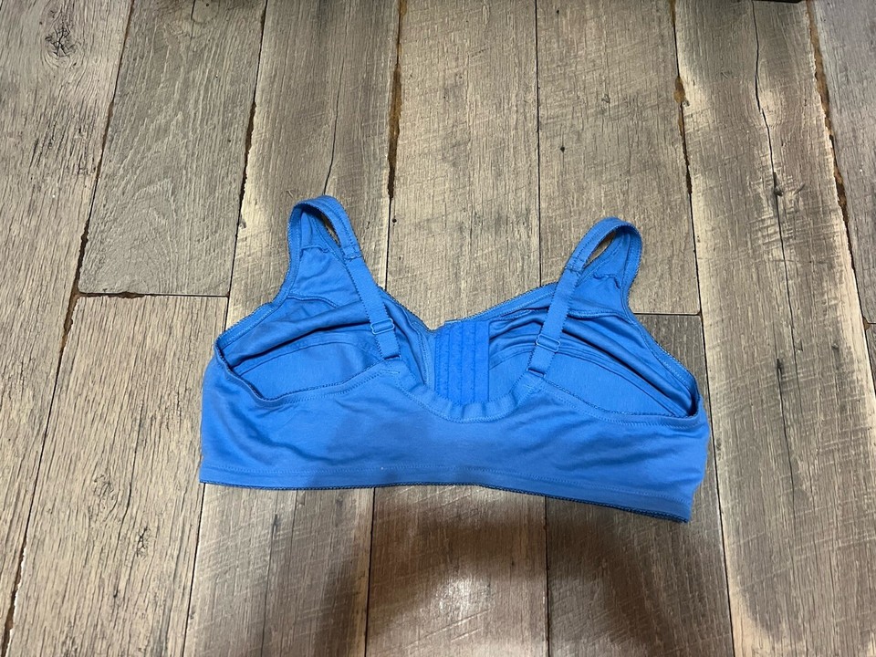 Comfort Choice cotton front-close wireless blue bra size 44D | eBay