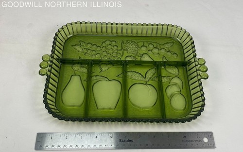 Vintage Indiana Glass Olive Green Divided Relish | eBay