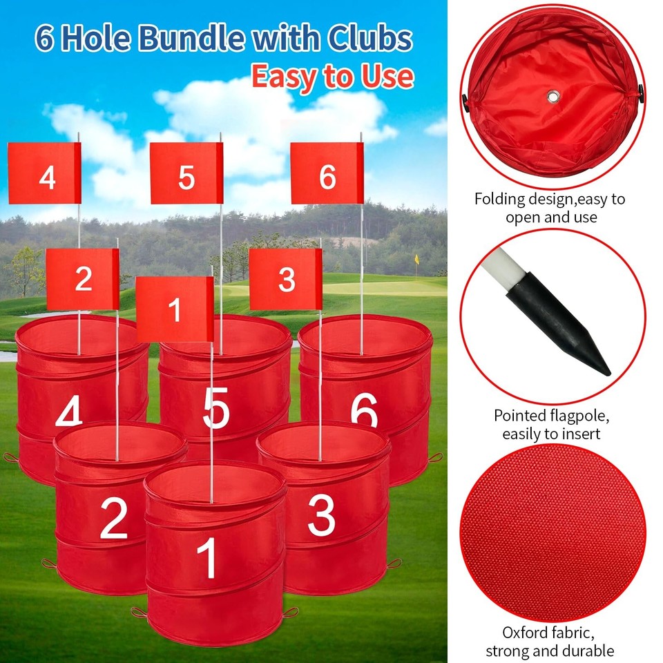 Backyard Golf Game 6 Hole Set Golf Buckets Game Golf Yard Bucket Games ...