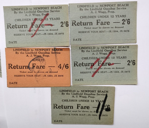 Vintage Return Fare Child & Adult Bus Tickets- Lindfield to Newport ...