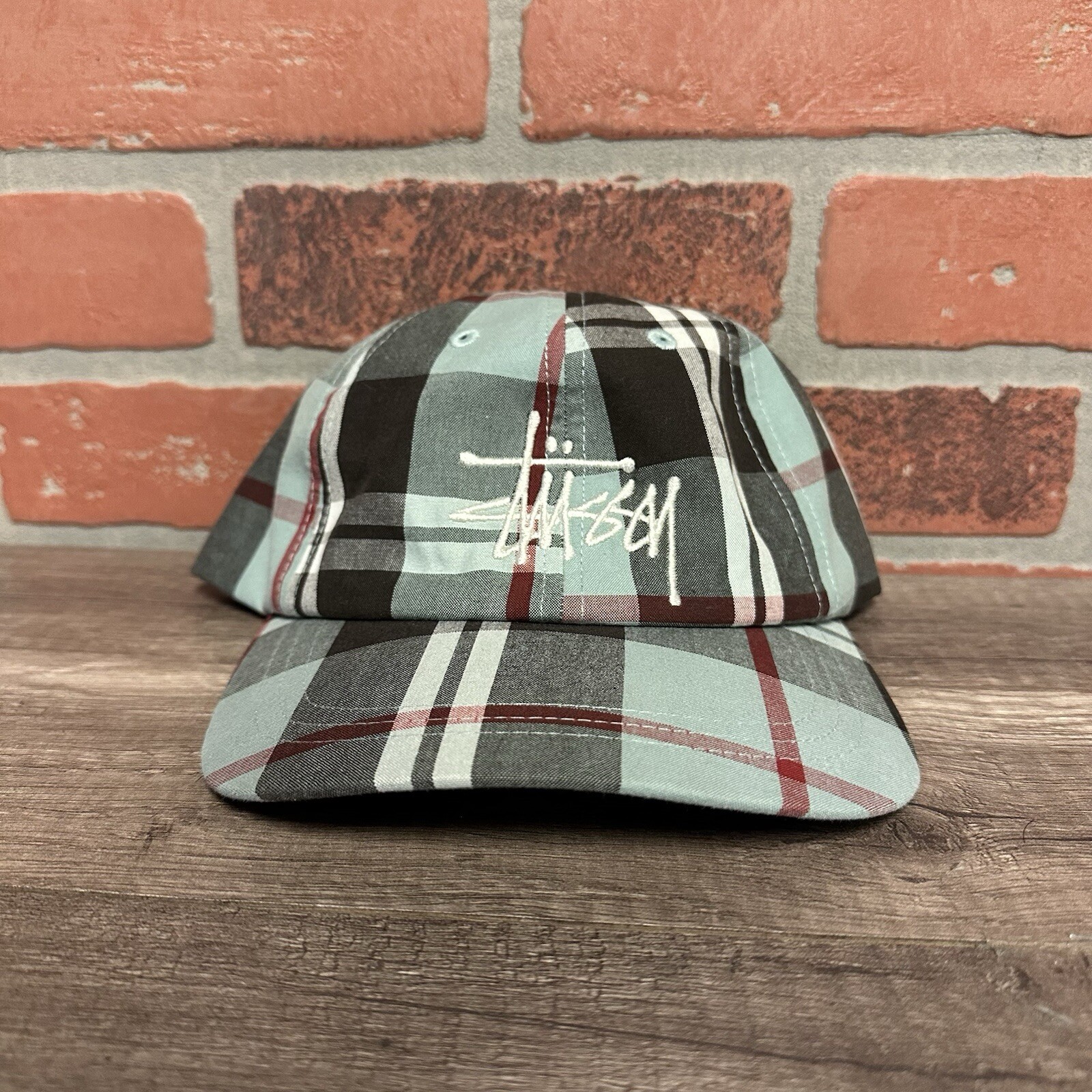 AUTHENTIC STUSSY PLAID SCRIPT PLAIN LOGO GREEN BROWN … - Gem