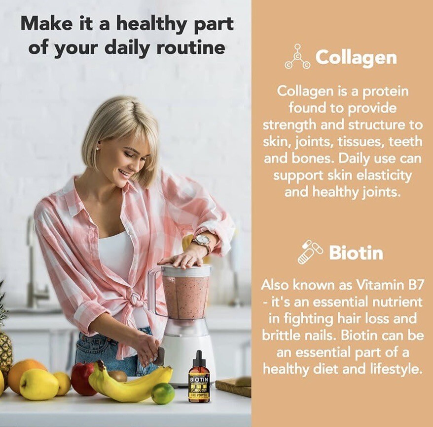 Biotin Collagen Liquid Drops - Maximum Potency for Hair, Skin, Nails ...