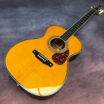 40 inch OM solid wood yellow acoustic guitar | eBay