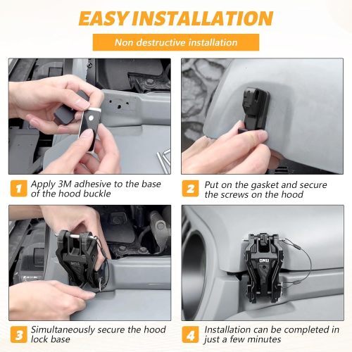 OMU Hood Latch Lock Catch For 2018-2024 Jeep Wrangler JT JL, Aluminum ...