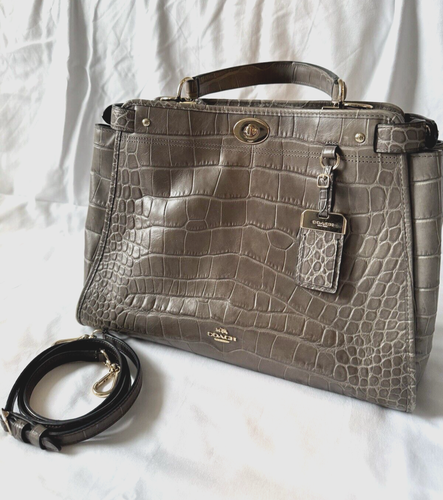 COACH Gramercy Satchel Embossed Croc Gray | eBay