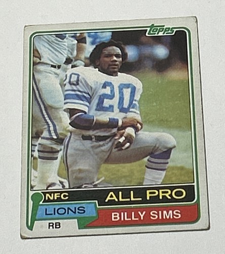 1981 Topps Football Card Billy Simms Lions #100 Rookie Card Detroit ...