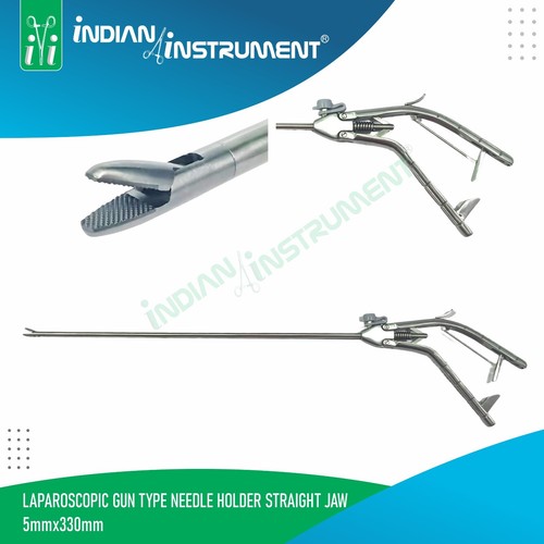 Laparoscopic SS Gun Type Needle Holder Straight Jaw 5mm Instruments CE ...