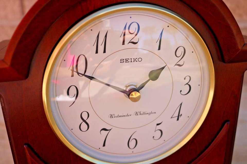 Vintage Seiko Desk Table Mantle Clock Wooden Quartz Japan | eBay