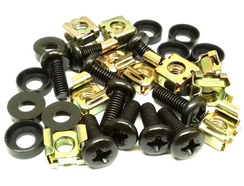 PACK OF 10 BLACK HIFI AUDIO RACK MOUNT M6 CAGE NUTS BOLTS WASHERS FOR ...