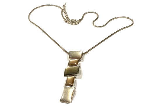 Modernist Design Segmented Rectangle Pendant Silver Plated Collar ...
