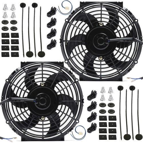 DUAL 10-11 INCH HUGE 130 WATT MOTOR 12V ELECTRIC RADIATOR COOLING FANS ...