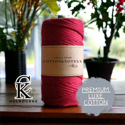 3MM 1ply PREMIUM LUXE macrame string CHERRY-RED 100m Cotton Single ...