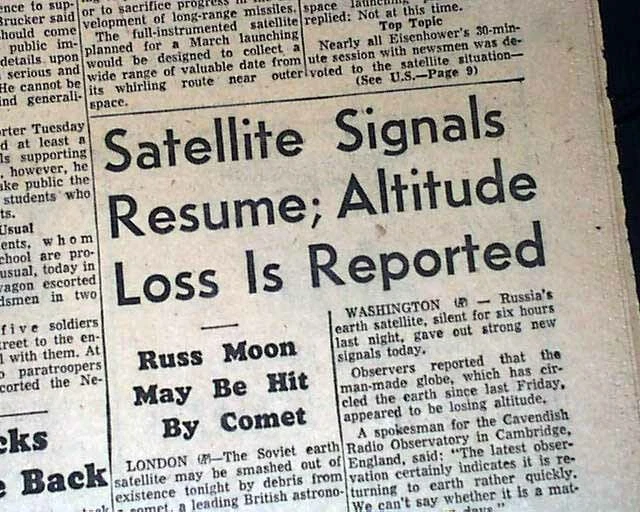 Sputnik 1957 Newspaper