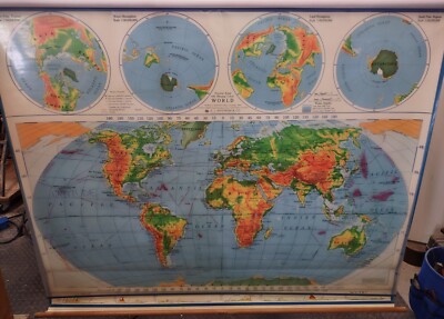 World Maps - Vintage Pull Down World Map