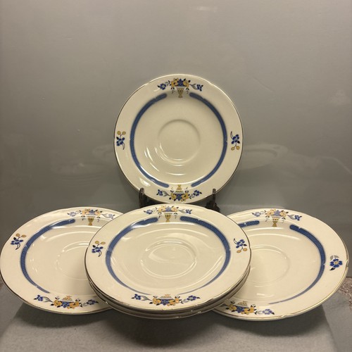 6 W. H. GRINDLEY & CO LTD ENGLAND CHELSEA BLUE GOLD 5.75” Saucers Cups ...