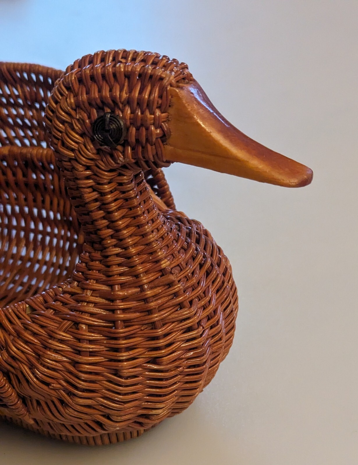 Vintage 1990s Avon Rattan Woven Wicker Duck Basket With Wooded Beak 8.5 ...