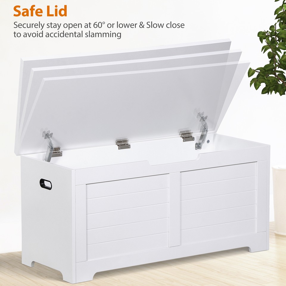 Storage Chest Wooden Toy Chest with Lid Storage Bench with Safety Hinge ...