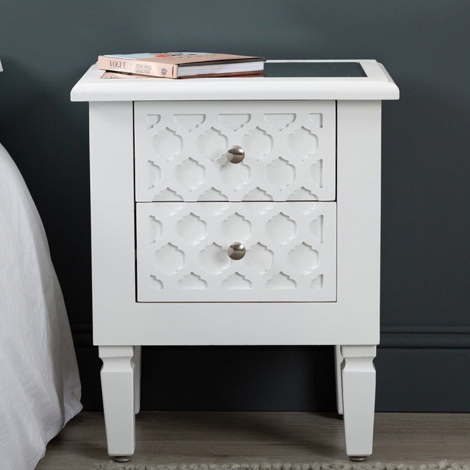 Wood Bedside Cabinet White Side Drawer Nightstand Bedroom Modern Home ...