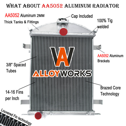 ALLOYWORKS 3-Row Aluminum Radiator For 1928-1929 Ford Model A Heavy ...