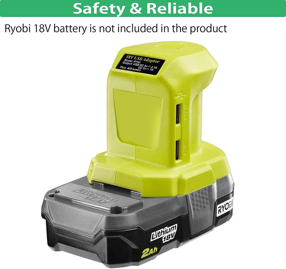 18V Adapter Power Source for RYOBI one+ Li-ion and Ni-CD Batteries P100 ...