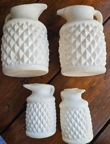 Vintage Set of 4 Faux Milk Glass White Pitchers Mini Play Pretend Toys ...