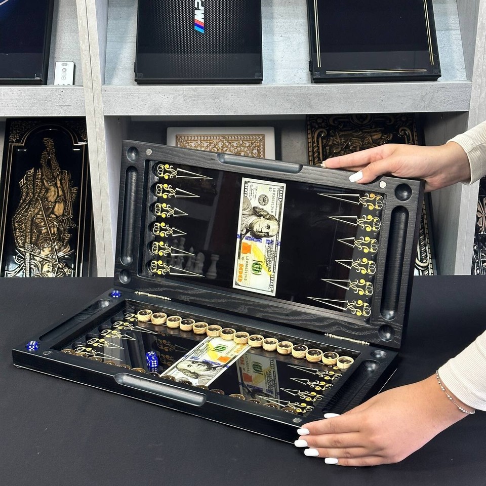 Wooden, Glass & Epoxy Resin Backgammon Set, Game Board, FINANCIAL ...