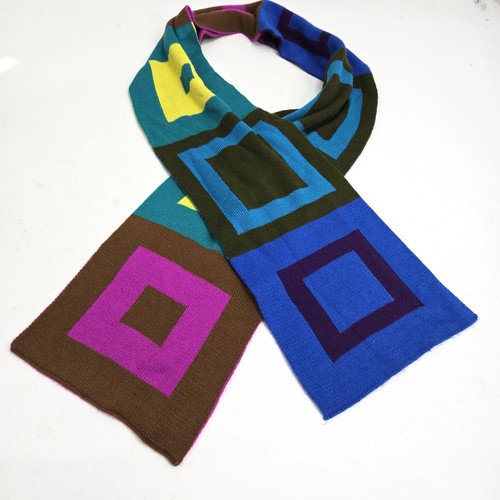 ECHO Scarf Rectangle Knit Colorful Square Patterns 7 X 62 | eBay