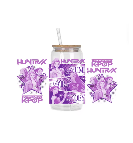 K-pop De-mon Hun-ters 3D UV DTF Cup Wraps 16oz Anime Sticker Decals | eBay