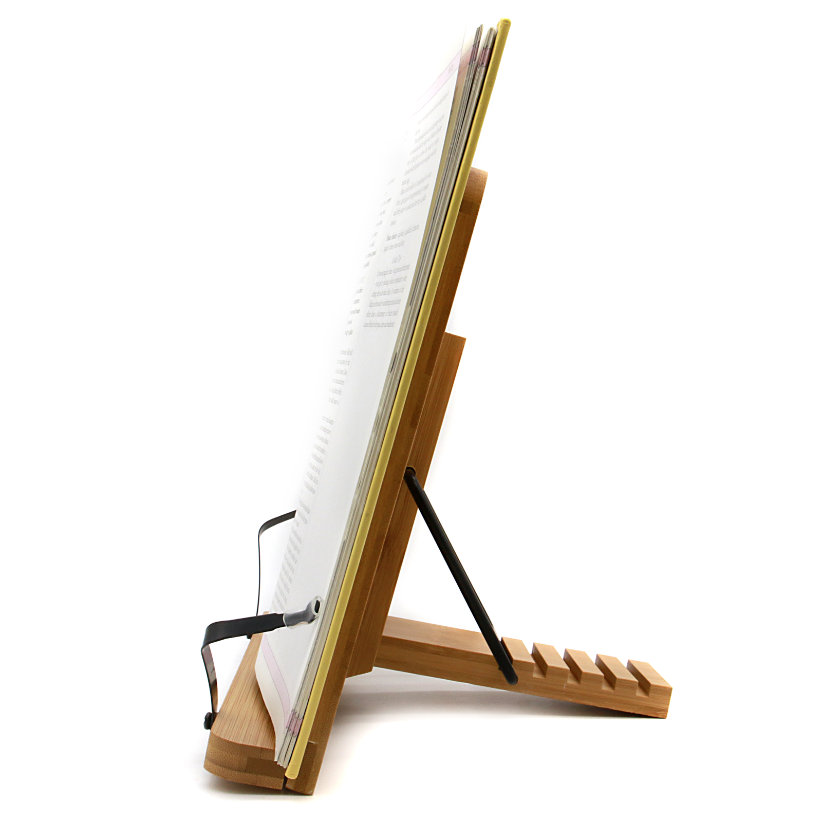 Bamboo Recipe Book Stand Cookbook Reading Holder with 2 Metal Page ...