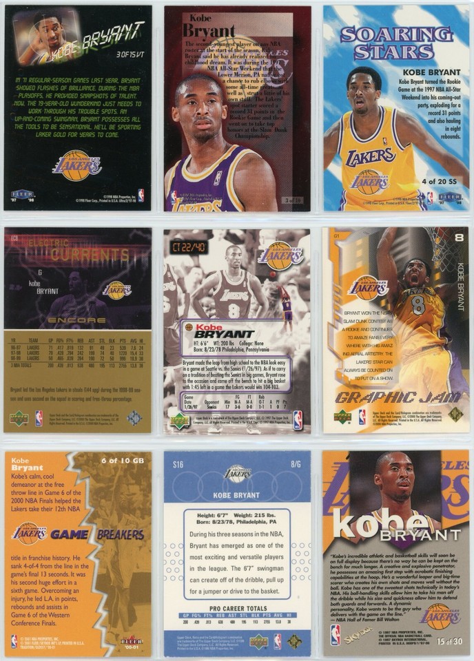 Kobe Bryant Early 11 Card Insert Group Rookie Rewind Soaring Stars ...