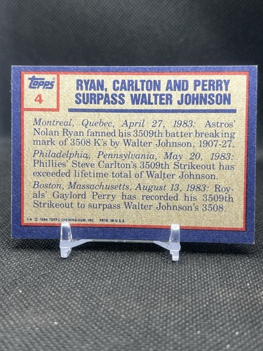 1984 Topps NOLAN RYAN Baseball Card #4 Steve Carlton Gaylord Perry | eBay