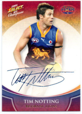 2008 AFL SELECT CHAMPIONS BLUE FOIL SIGNATURE - FS11 Tim NOTTING ...