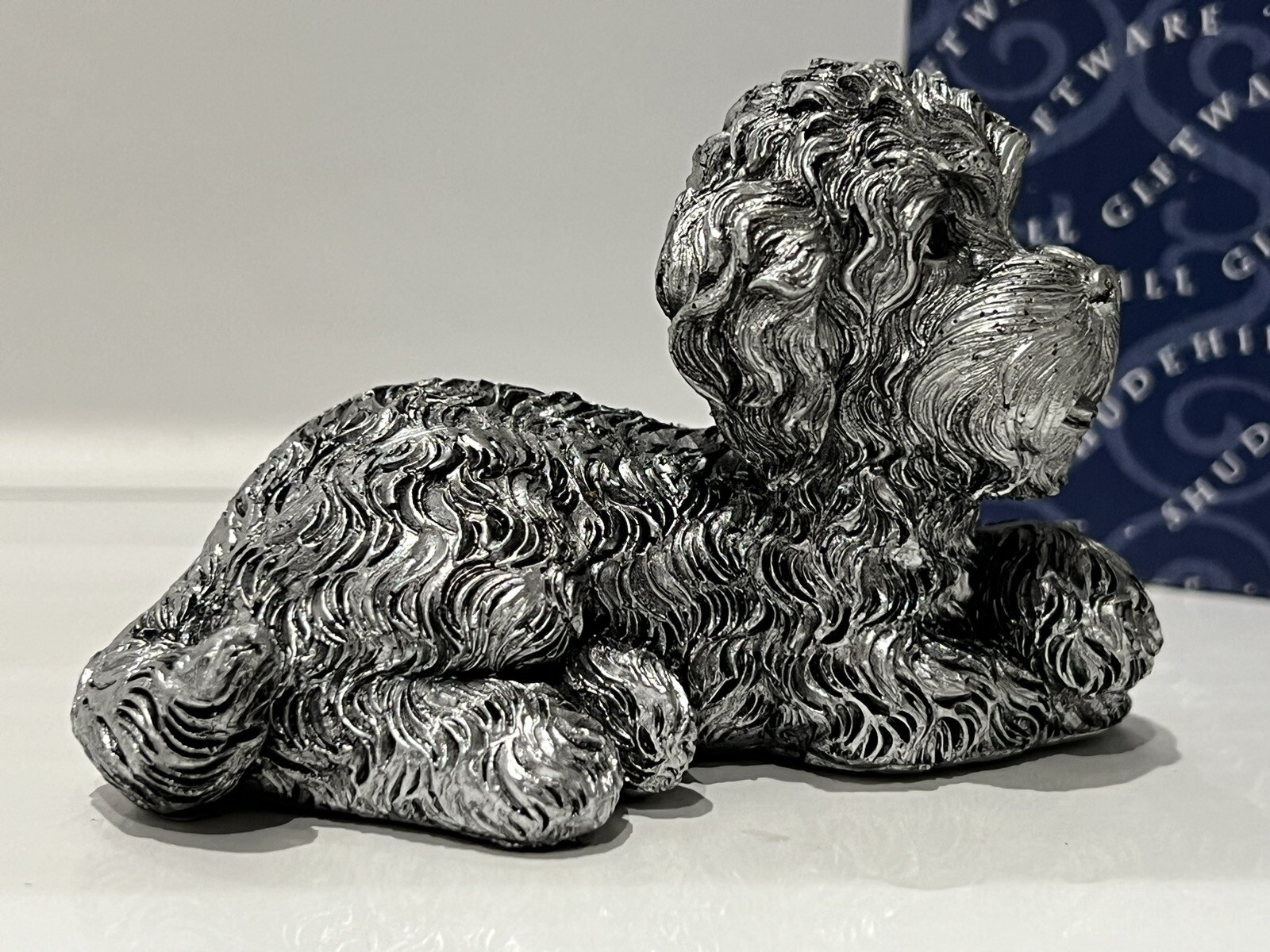 Cockapoo Dog Ornament Figure Silver Lying Gift | eBay UK