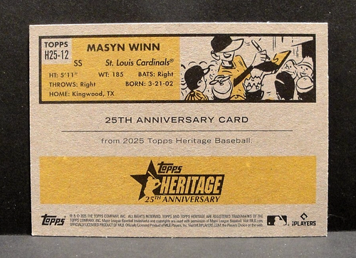 2025 Topps Heritage Baseball H25-12 Masyn Winn Heritage 25th ...