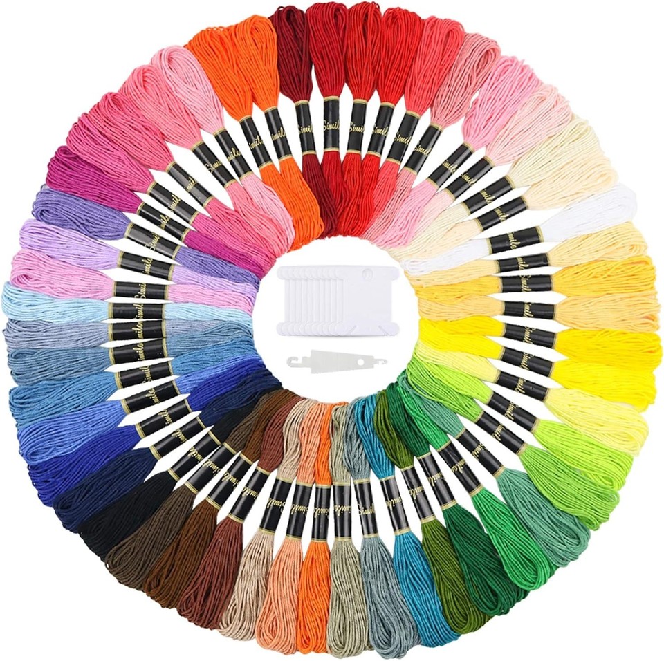 Embroidery Floss 50 Skeins Cross Stitch Thread Rainbow Color Friendship ...