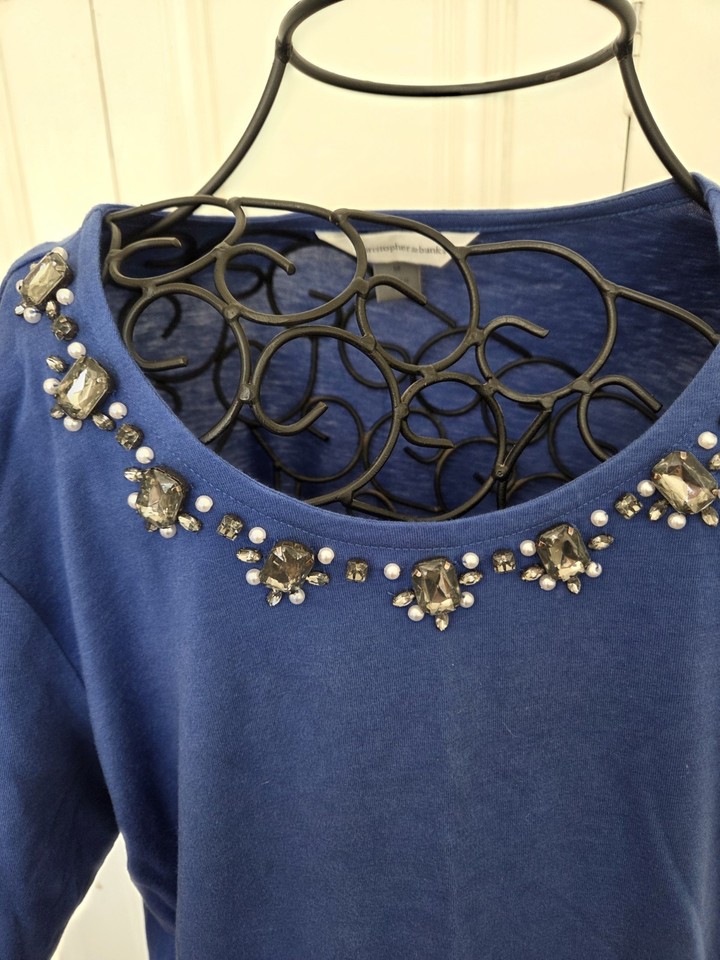 Christopher & Banks fancy Rinestone Embellished Blue Long Sleeve Shirt ...