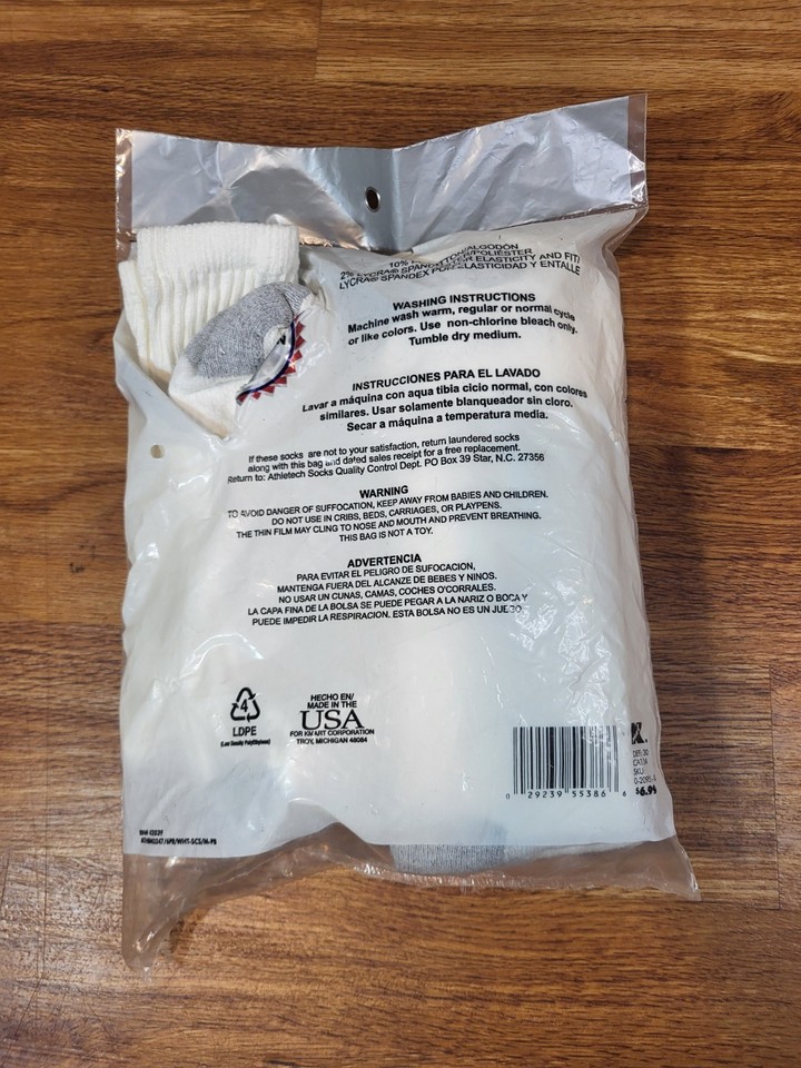 Vtg Athletech Mens Over The Calf Tube Socks White Size 12-16 Big and ...