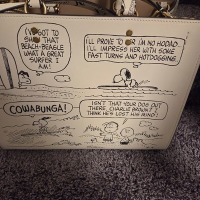 NWT Coach X Peanuts Snoopy Rogue Bag With Newspaper Print | eBay
